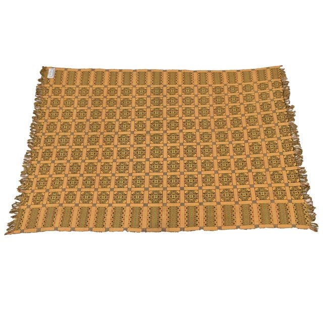 Vintage Handwoven Throw in Mustard and Black | Chairish