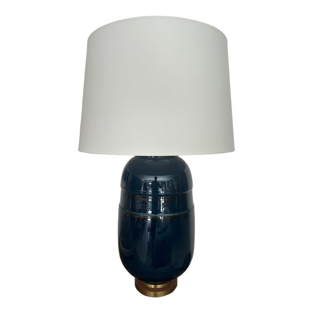 Newcomb Ceramic Blue Base Table Lamp | Chairish