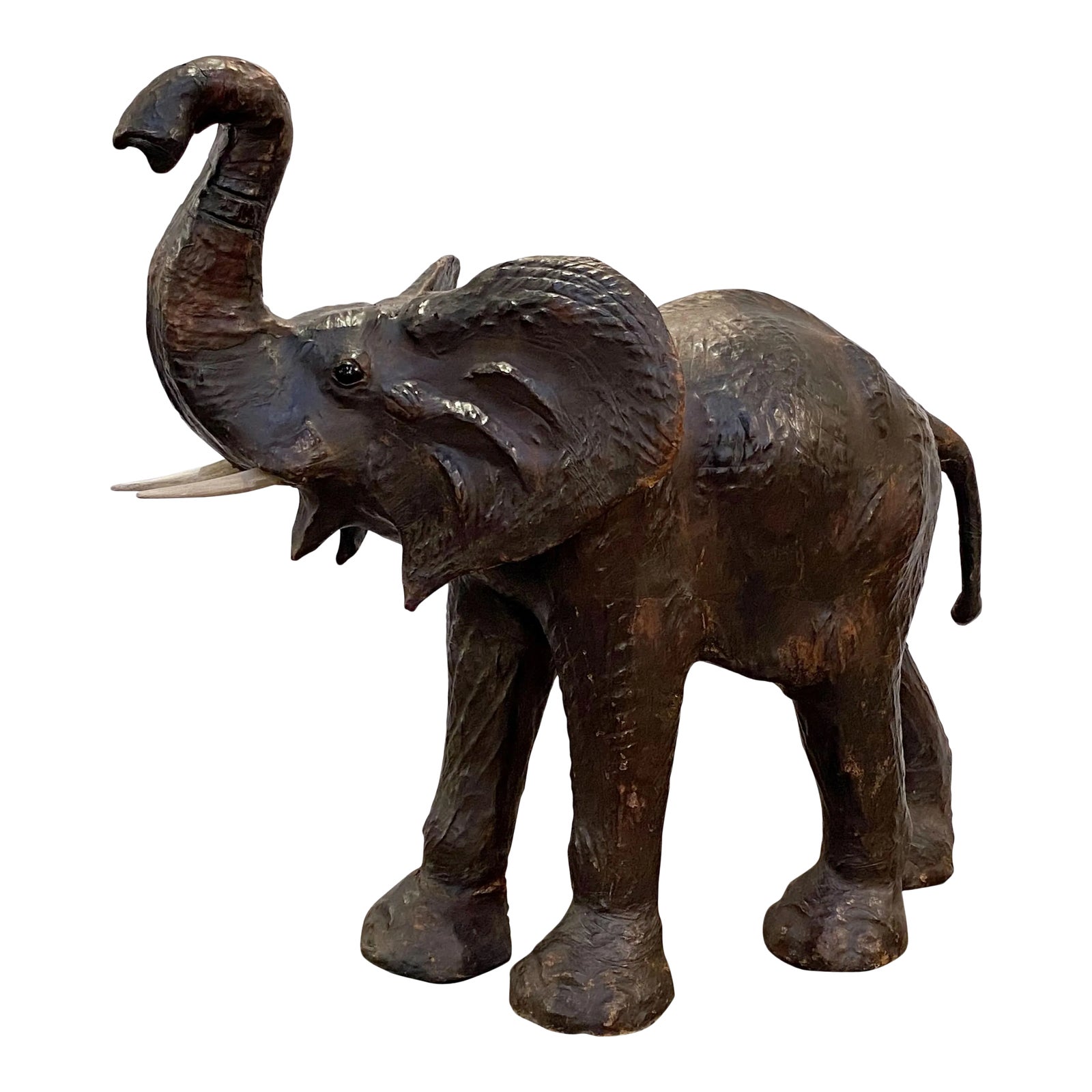 Large Leather Model of an Elephant from England | Chairish