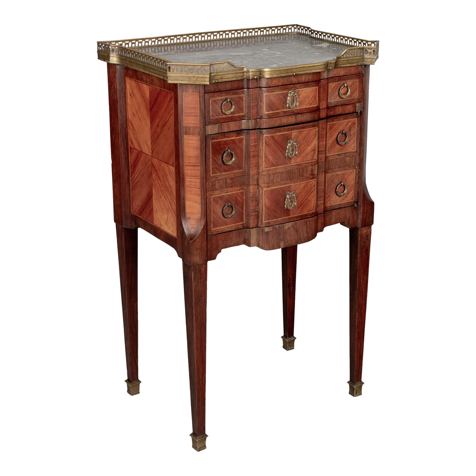 Louis XVI Style Marble Top Nightstand or Side Table | Chairish