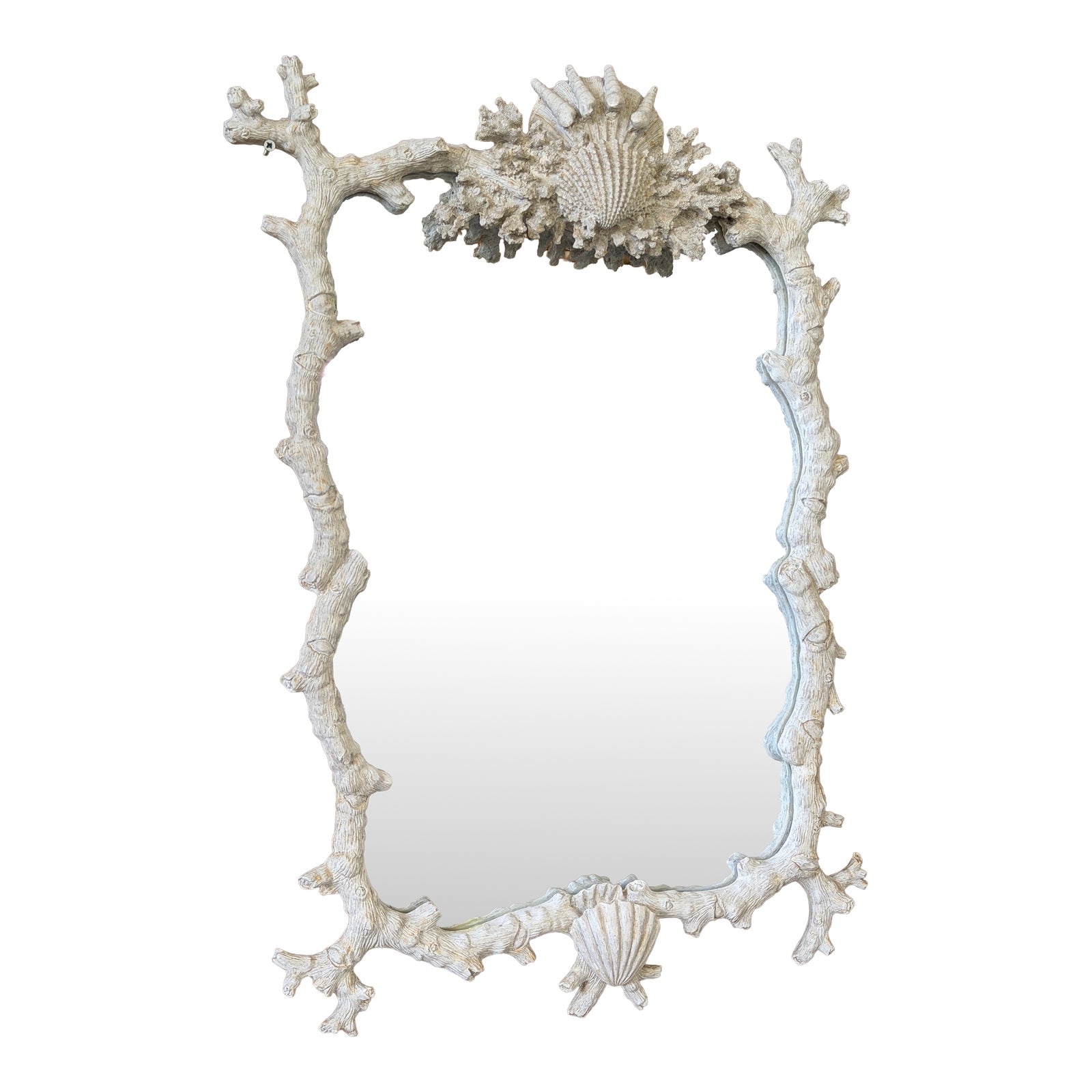 Vintage Coastal Faux Bois Coral and Shell Wall Mirror by Mark Roberts ...