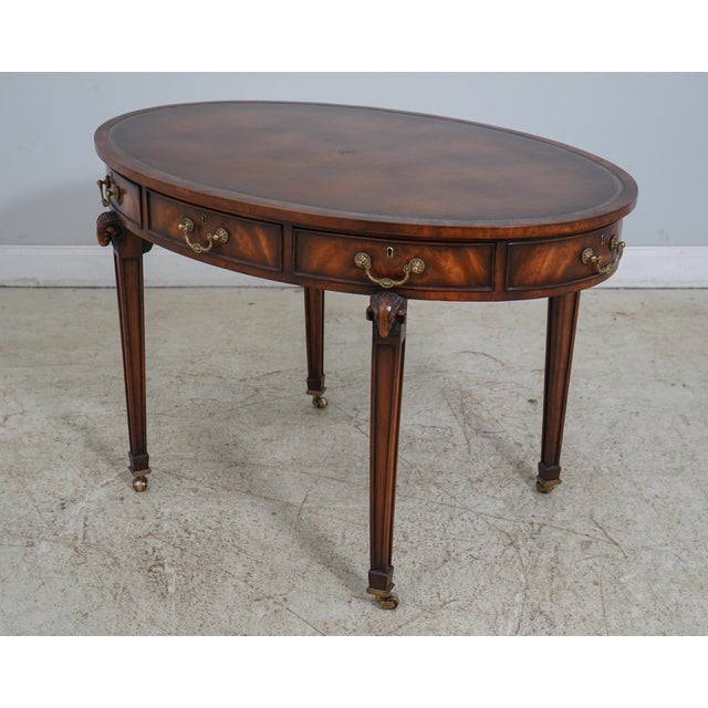 Theodore Alexander Rams Head Leather Top Mahogany Desk | Chairish