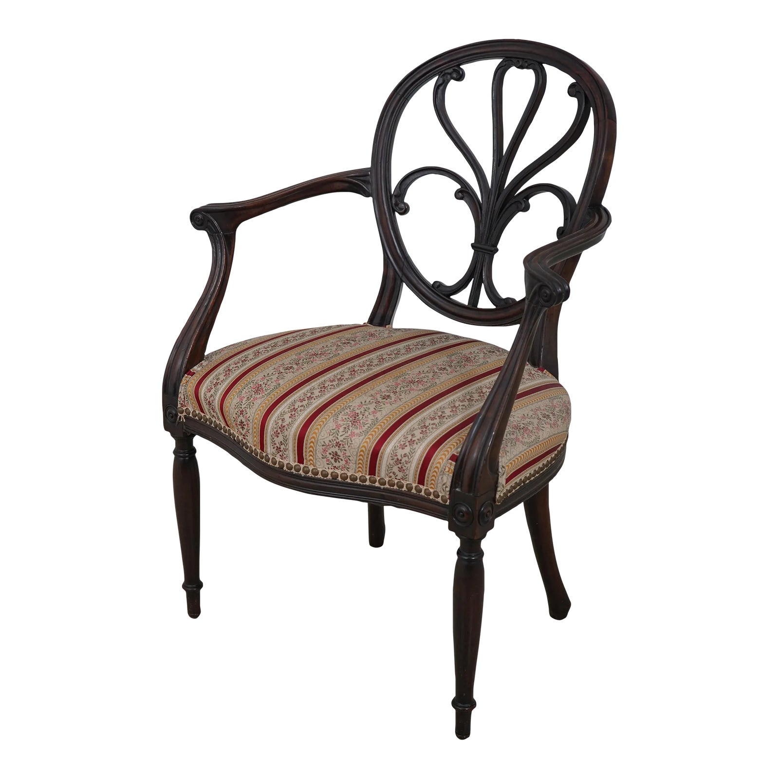 Antique Adam Style Solid Mahogany Armchair | Chairish