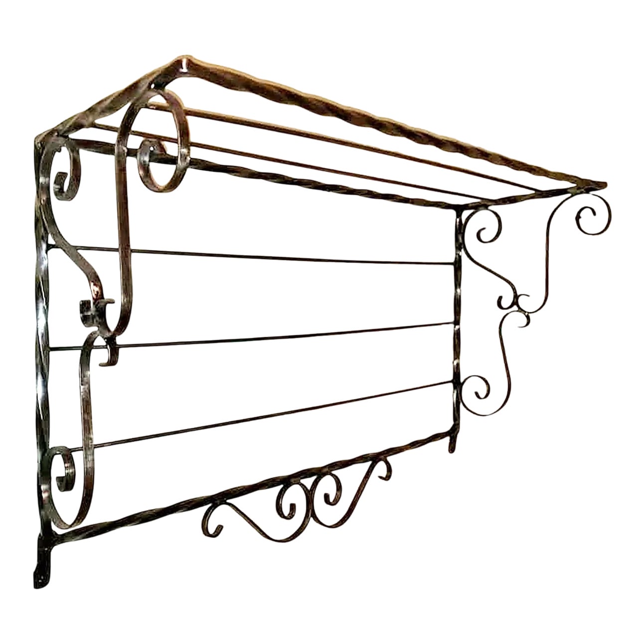 1930s Wrought Iron Polished Wall Shelf | Chairish