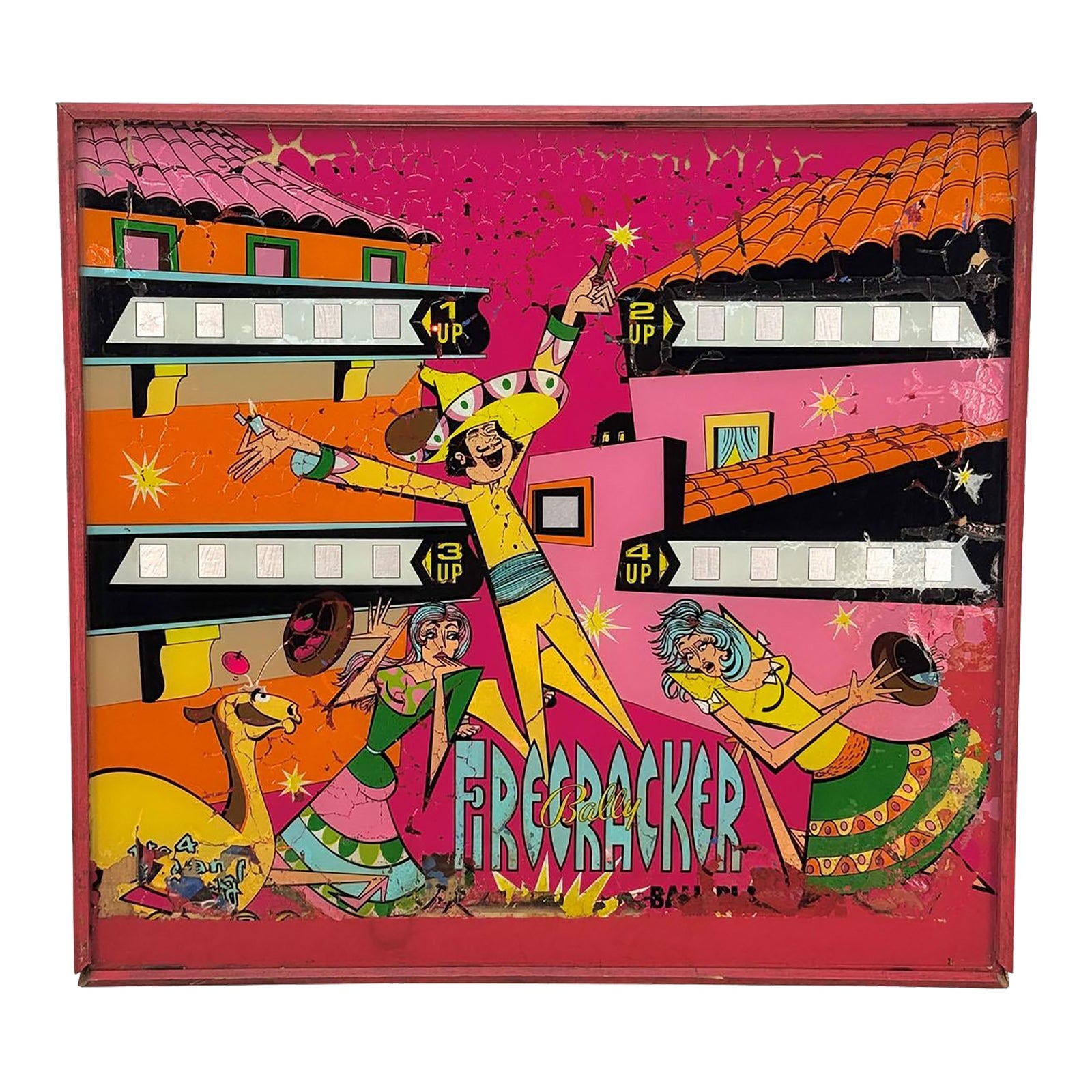 Mid-Century Pop Art Bally Firecracker Pinball Arcade Hanging Light Box ...