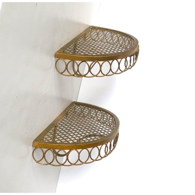Gold Gilt Metal Wall Shelves Brackets - A Pair | Chairish
