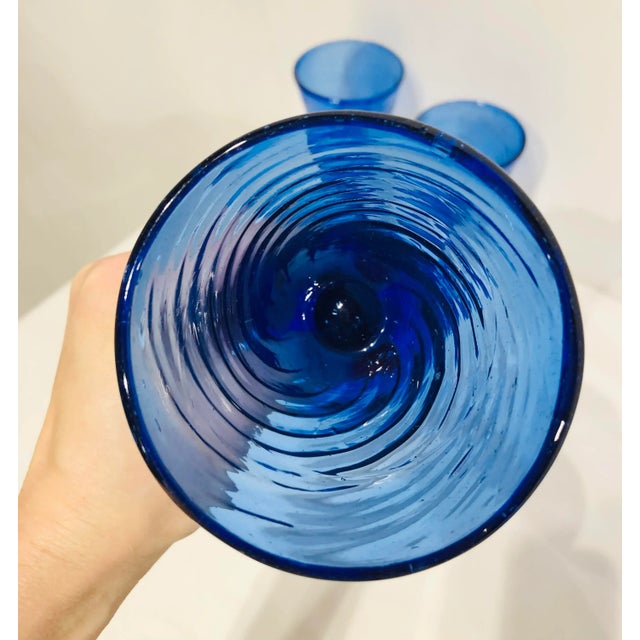 Antique Hand Blown Blue Art Glass Goblets Set Of 11 Chairish
