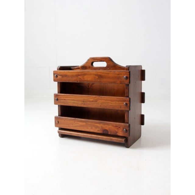 Vintage Wood Magazine Rack | Chairish