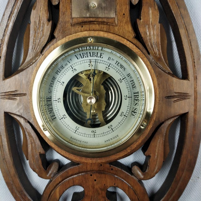 Antique Weather Station Barometer Thermometer in Carved Wood and ...
