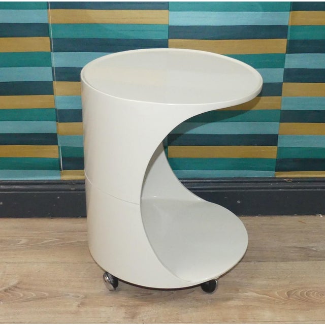 Small Space Age Side Table in White Plastic, 1970s | Chairish