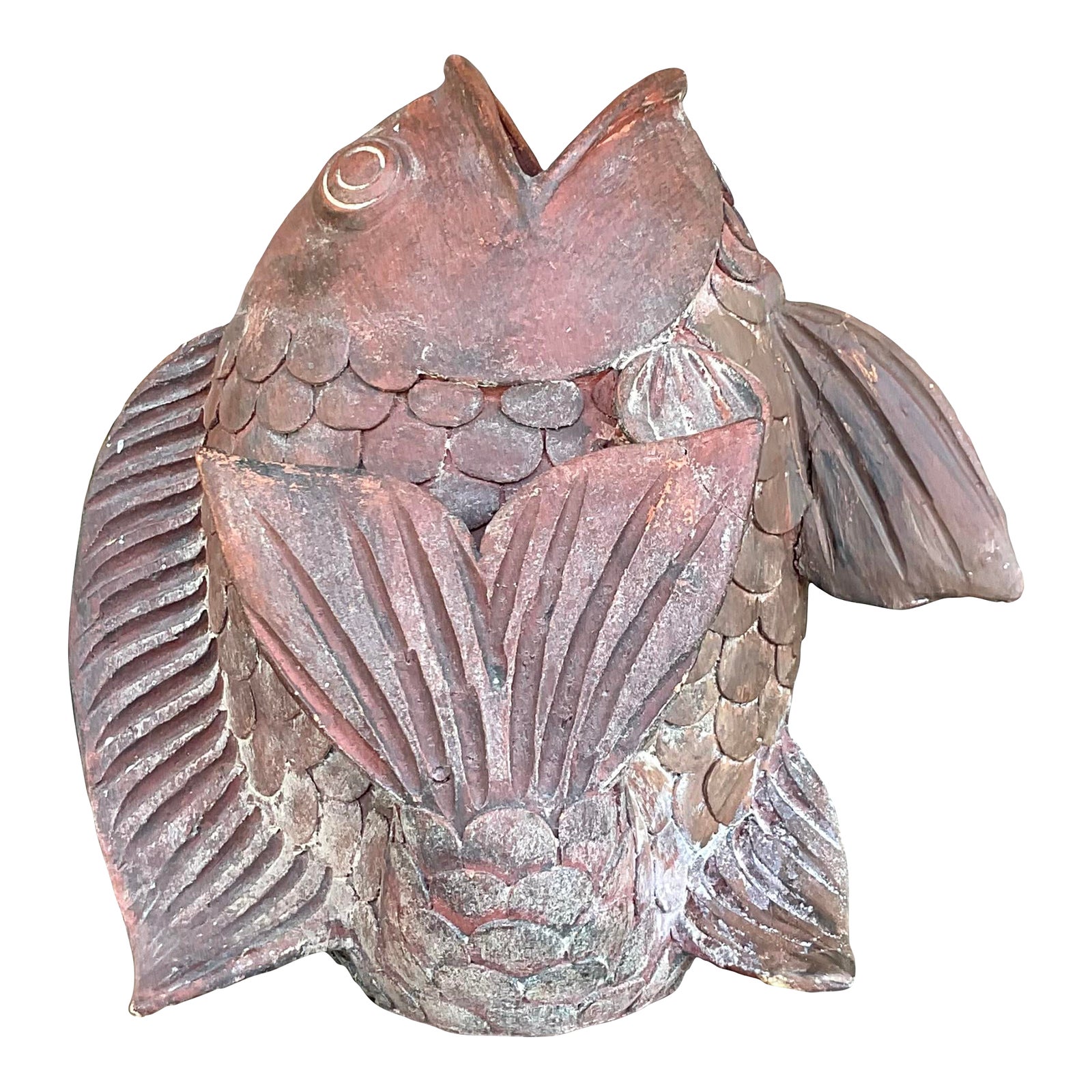 Vintage Boho Terra Cotta Koi Fish | Chairish