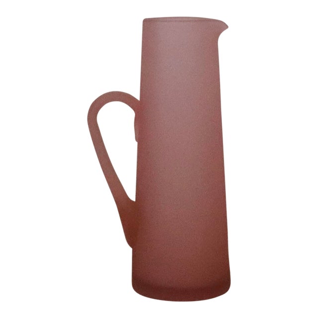 Pink Satin Glass Pitcher | Chairish