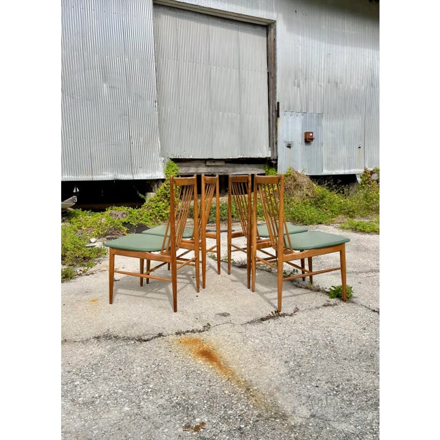 Vintage Leaning Spindle Railback Dining Chairs in the Style of Ann ...