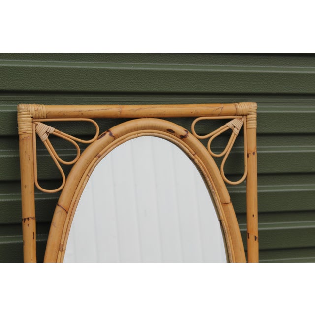 Vintage Oval Rattan Mirror | Chairish