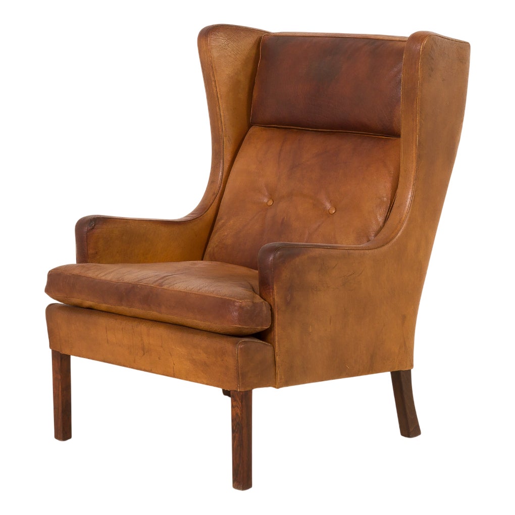 Vintage Scandinavian Chair in Buffalo Leather, 1960s | Chairish