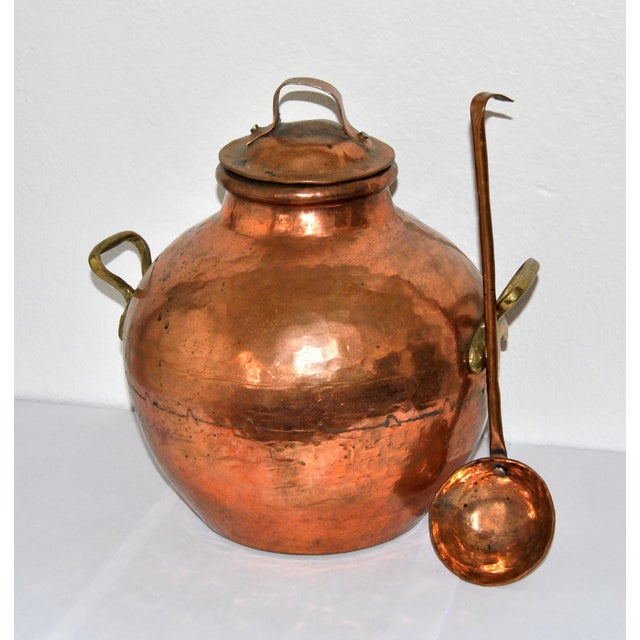 Ancient Egyptian Copper Pot With Cover and Ladle | Chairish