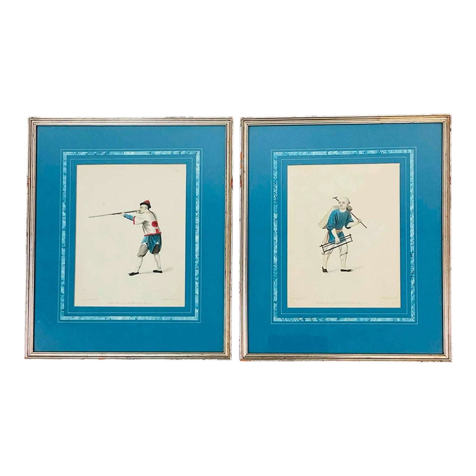 Two Antique Hand-Colored Engravings, “a Carpenter” & “a Soldier” | Chairish