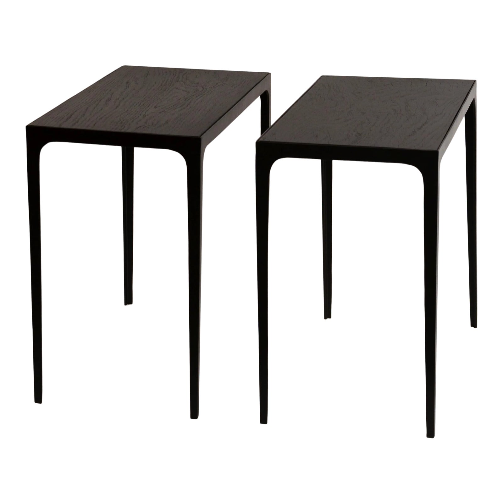 Ebonized Grooved Oak 'Esquisse' Side Tables by Design Frères - a Pair ...