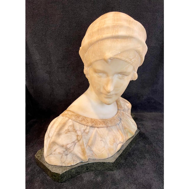 Vintage Art Deco Italian Alabaster Flapper Girl Bust Sculpture | Chairish