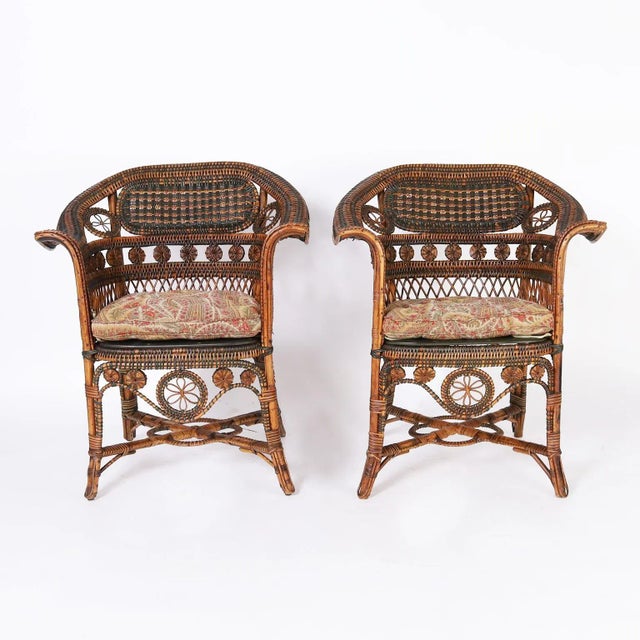 Pair of French Rattan Cafe Chairs | Chairish