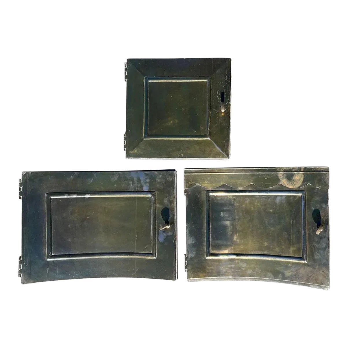 Set Three Small American Lafayette Hughes Mansion Brass Clad Concave ...