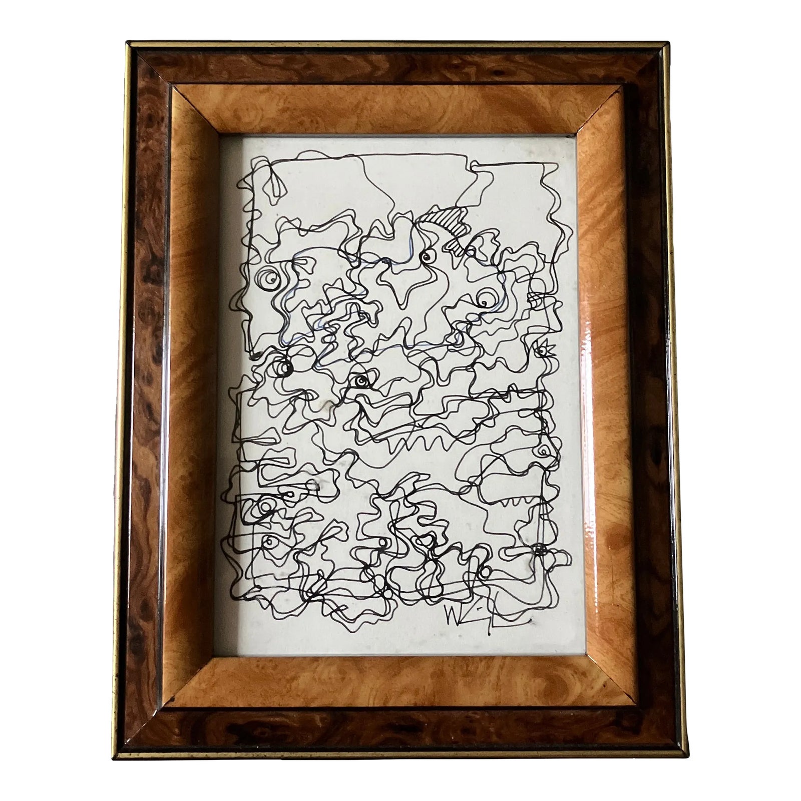 1980’s Original Wayne Cunningham Abstract Pen and Ink Drawing | Chairish