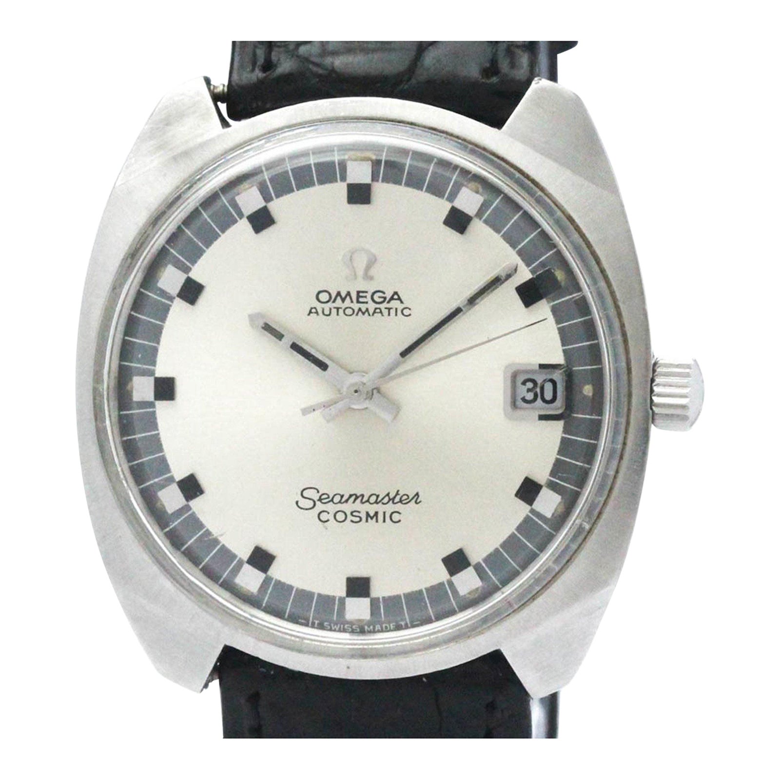 Omega vintage Seamaster Cal 565 Steel Leather Automatic Watch 166.022 ...