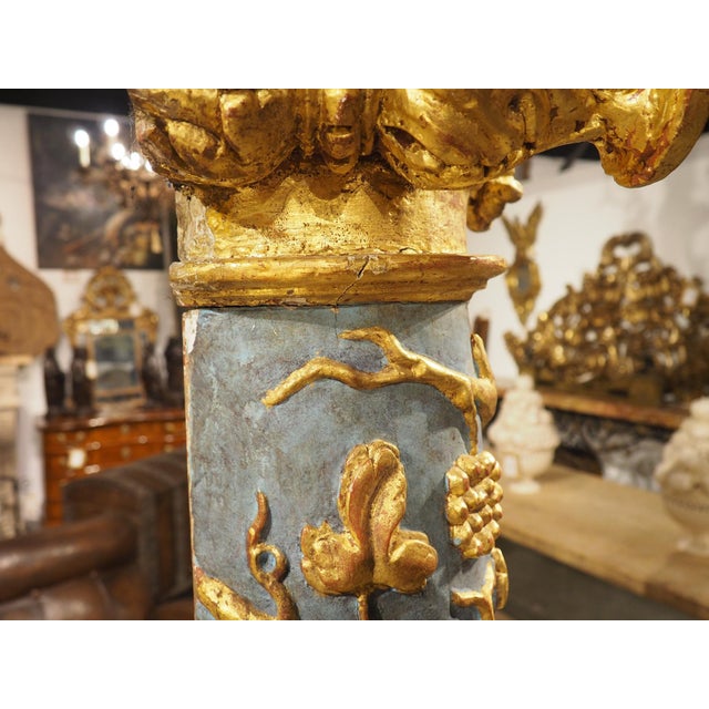 Pair of 18th Century French Blue Painted and Gilt Grape Vine Columns ...