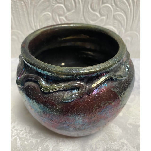 Vintage Raku Pottery Vase, Signed Aet | Chairish