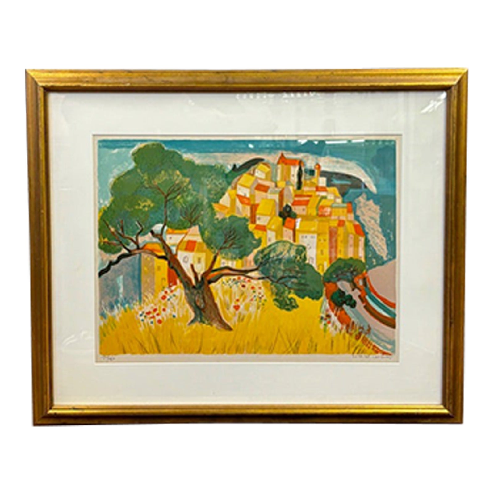 Original Mid Century Lithograph - "The Town," Listed Artist Georges ...