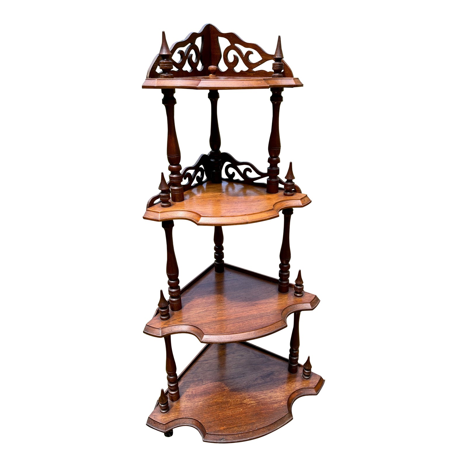 Victorian Corner Whatnot 4 Shelf Stand C1880 Walnut Serpentine ...