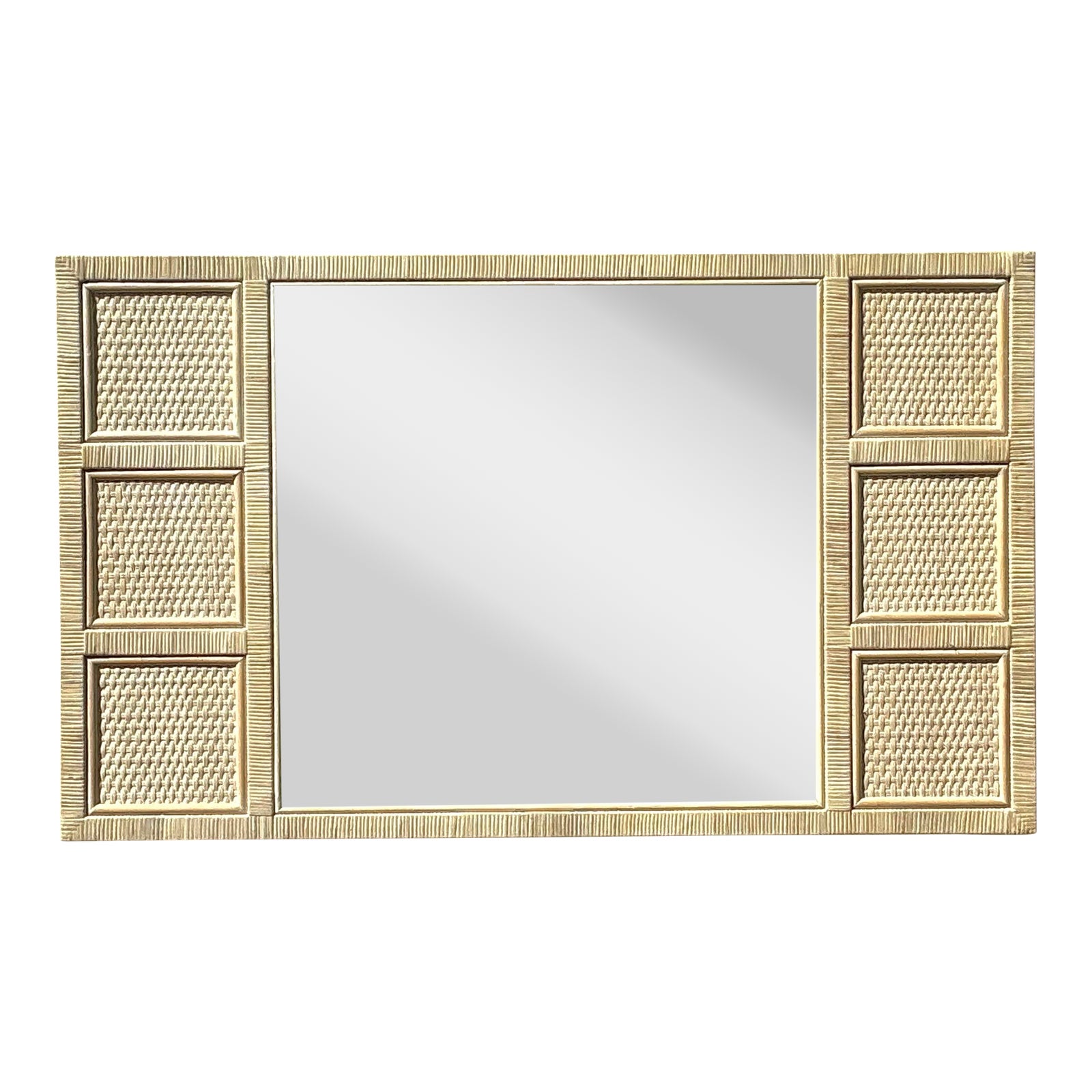 Vintage Coastal Wrapped Rattan Mirror | Chairish