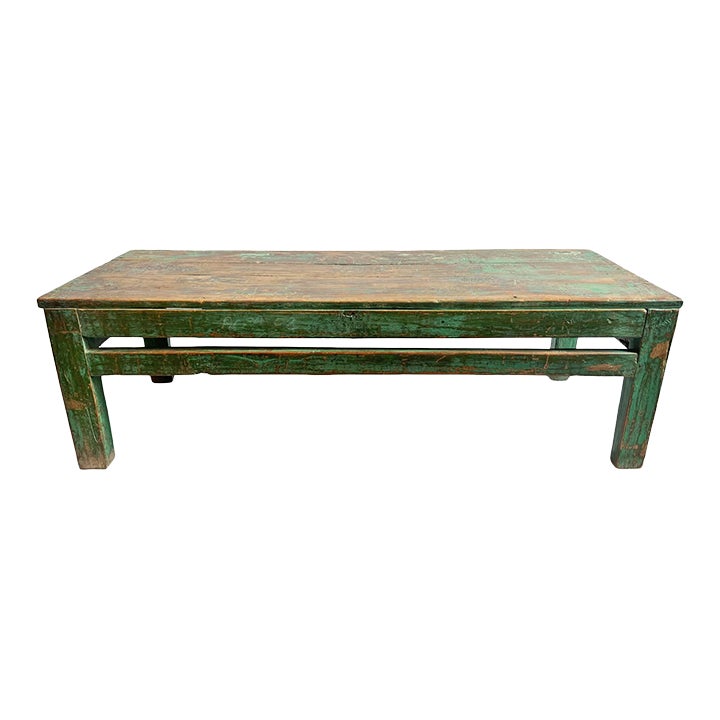 Mid 20th Century Vintage Colonial Green Coffee Table | Chairish