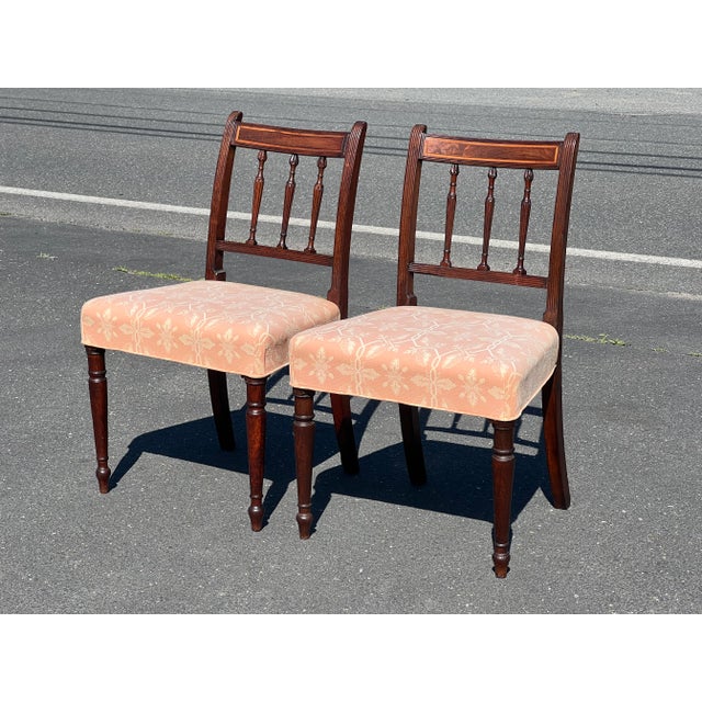 Early 19th Century Antique Pair of Inlaid Sheraton Side Chairs With ...