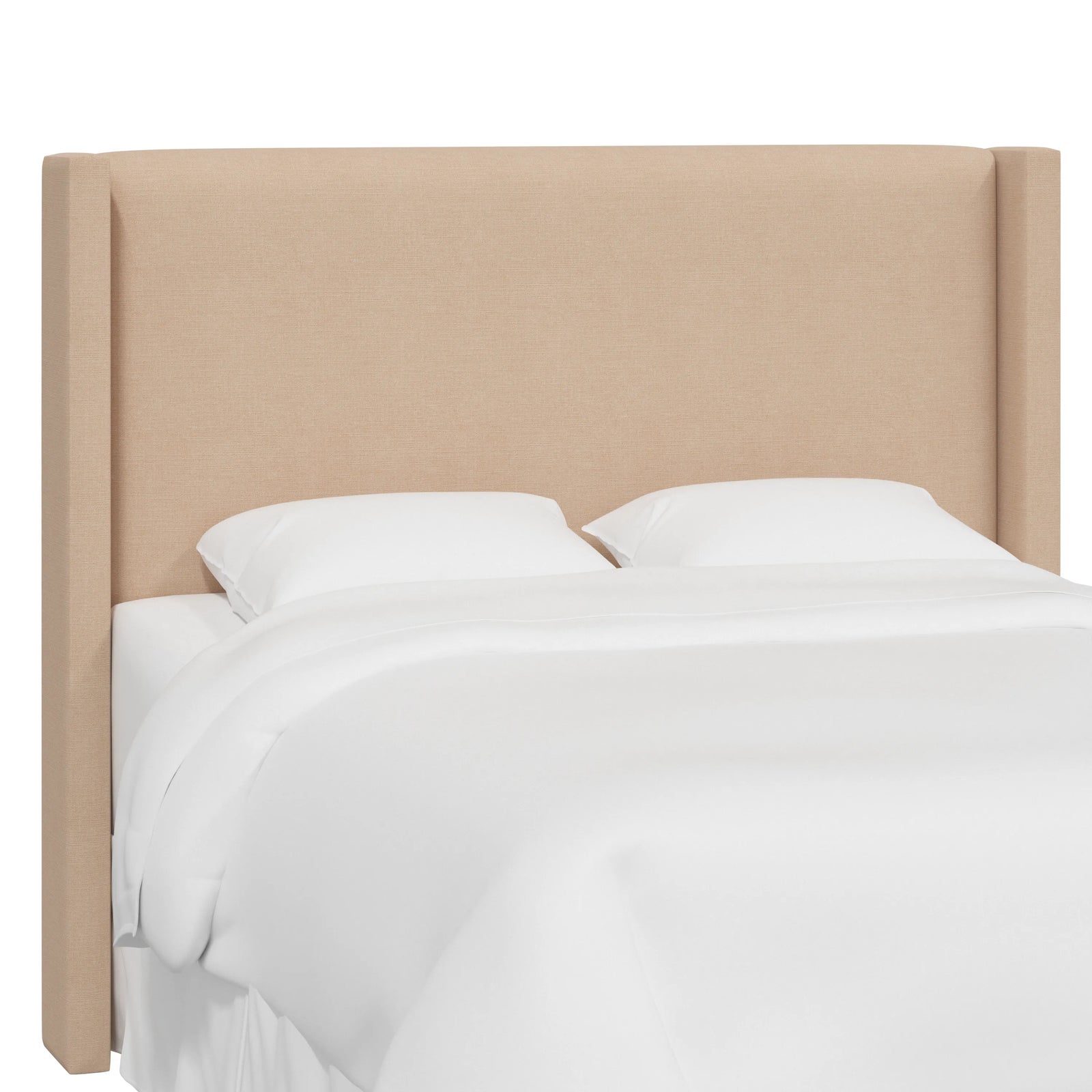 Logan Queen Wingback Headboard in Linen Fawn | Chairish
