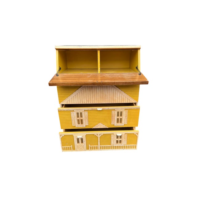Mid 20th Century Dollhouse Chest with Slant Front Desk | Chairish