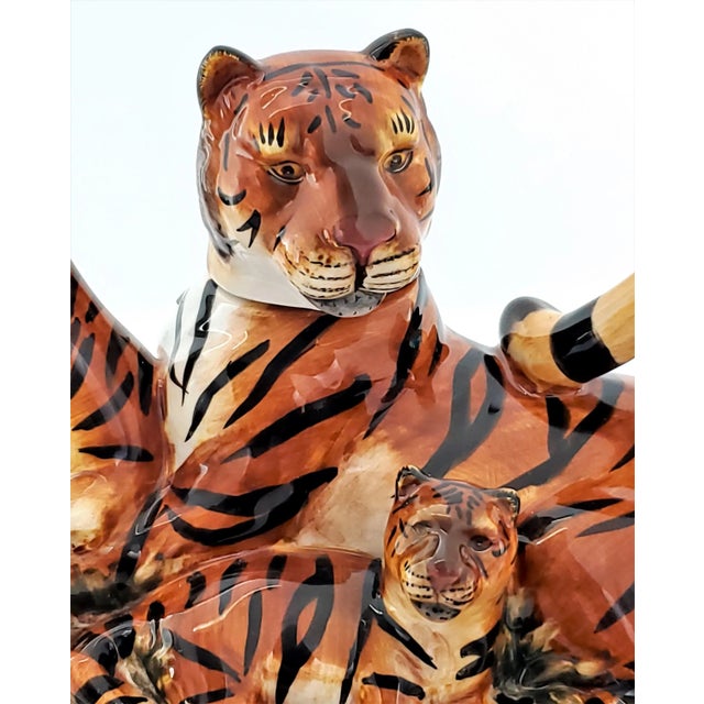 Vintage Ceramic Tiger and Cubs Tea Pot With Striped Tiger Tail Handle ...