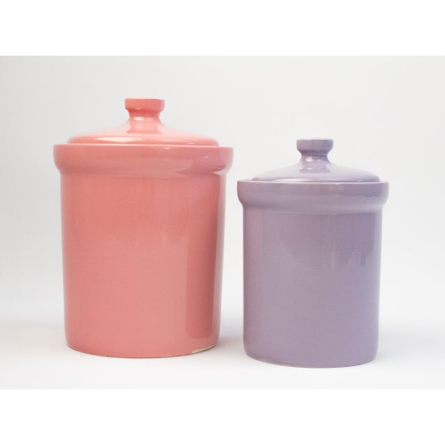 Vintage Pink and Purple Ceramic Storage Kitchen Canisters - a Pair ...
