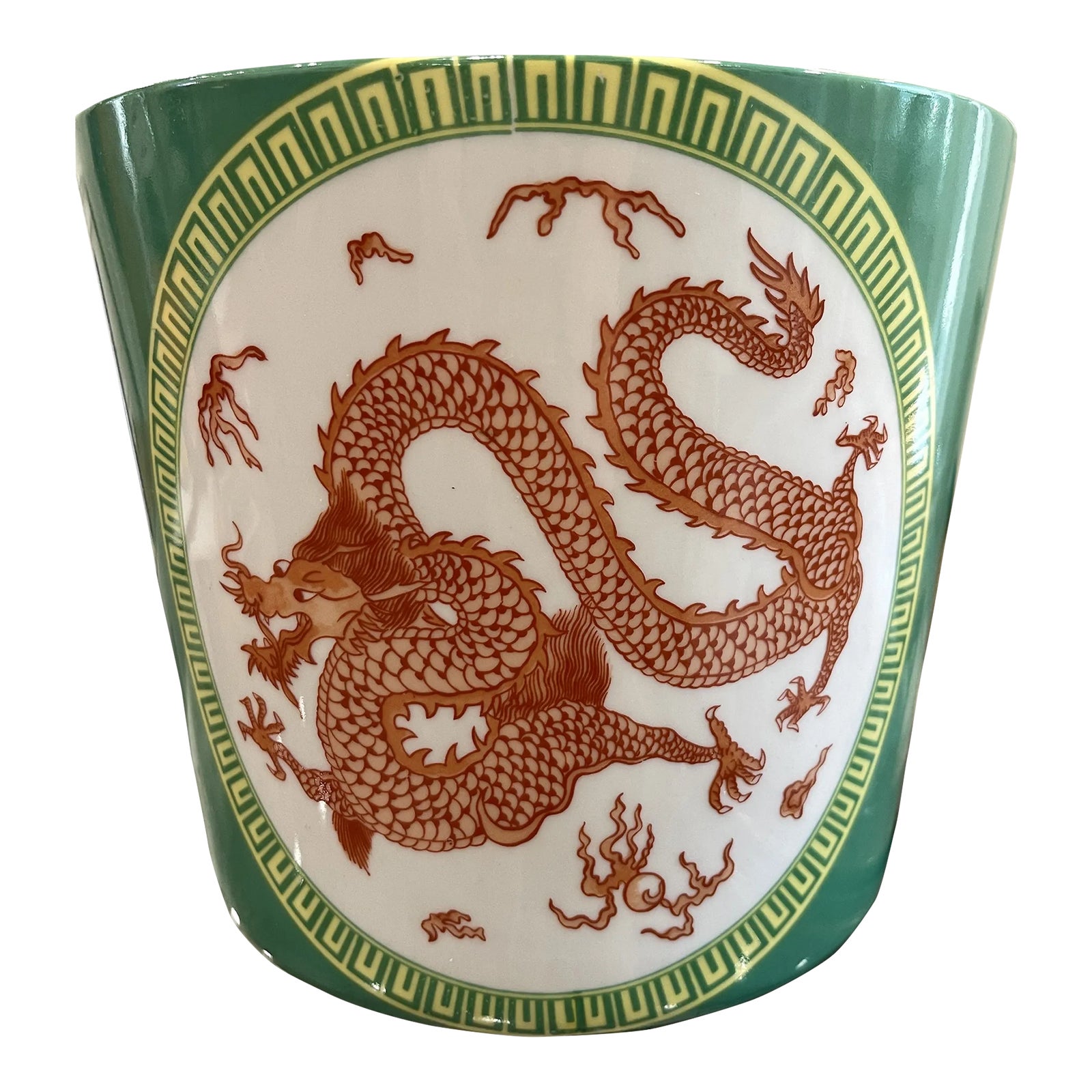 Vintage Large Chinoiserie Porcelain Cachepot | Chairish