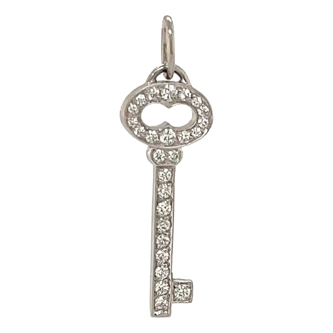Tiffany & Co. Diamond Platinum Mini Oval Key Charm Pendant | Chairish