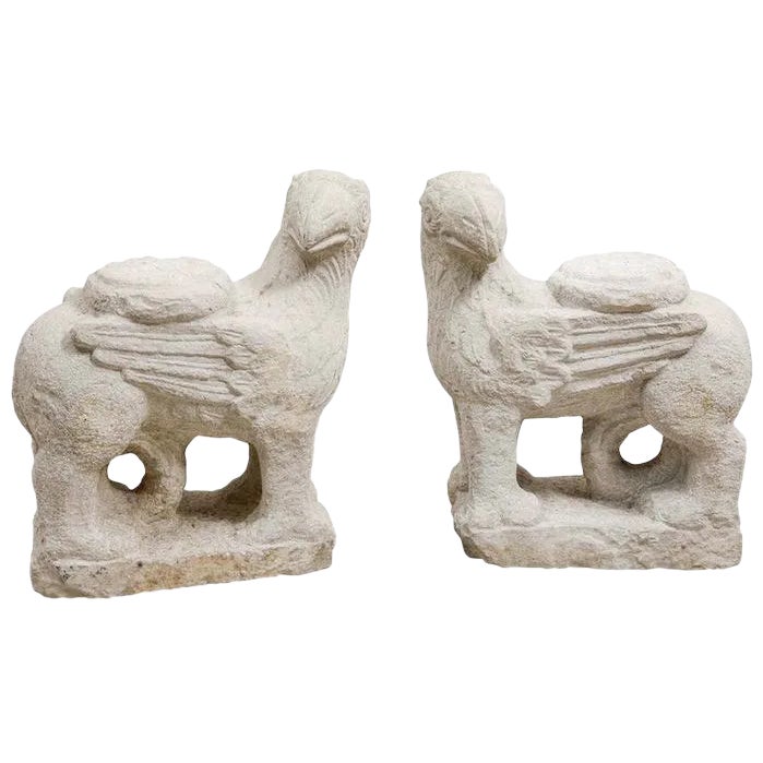 18th C. Roman Marble Mythological Winged Animals | Chairish