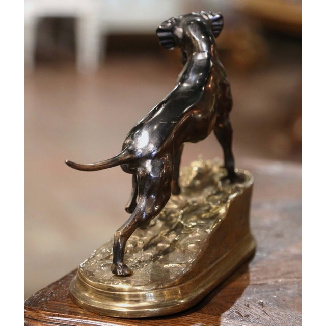 19th Century French Two-Tone Bronze Dog & Rabbit Sculpture Signed Jules ...