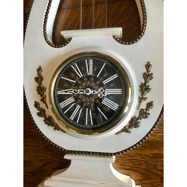 Vintage Wooden Wall Lyre Clock With Brass Greek Mythology Details, Made ...