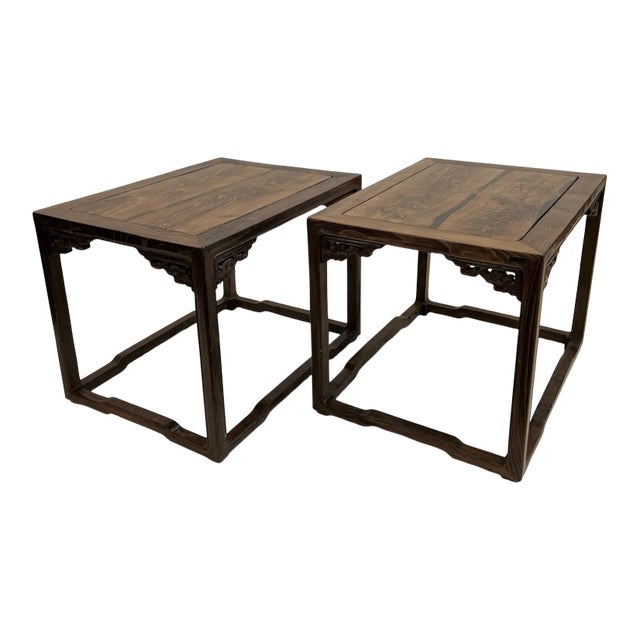 Pair of Ming Dynasty Style Jiajingmu Side Tables | Chairish