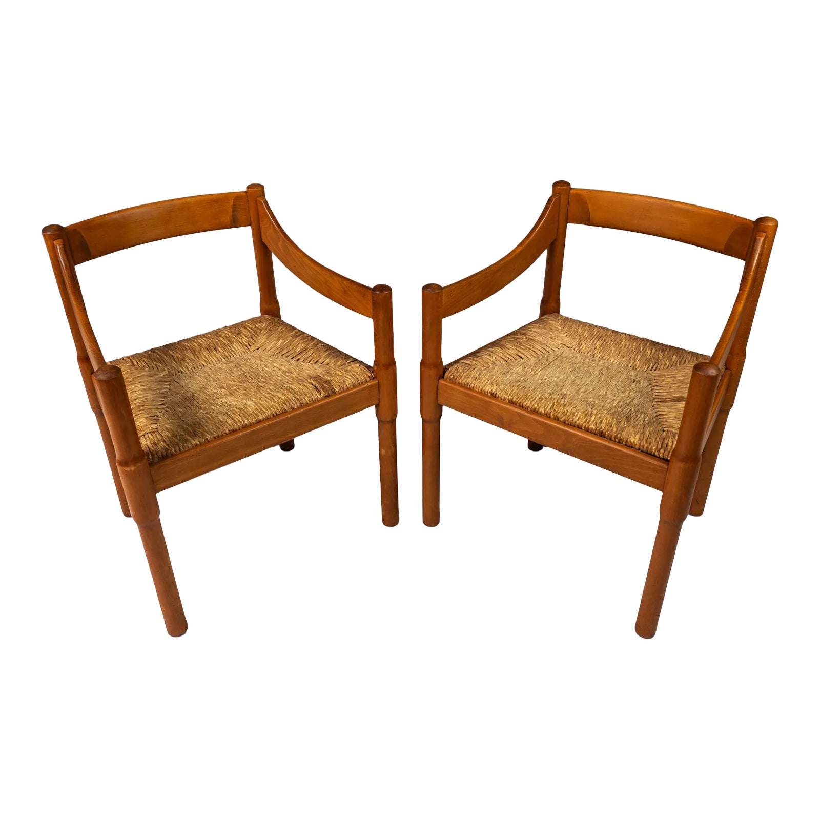 Set of 2 Italian Modern "Carimate" Model 892 Chairs in Beech & Thrush ...
