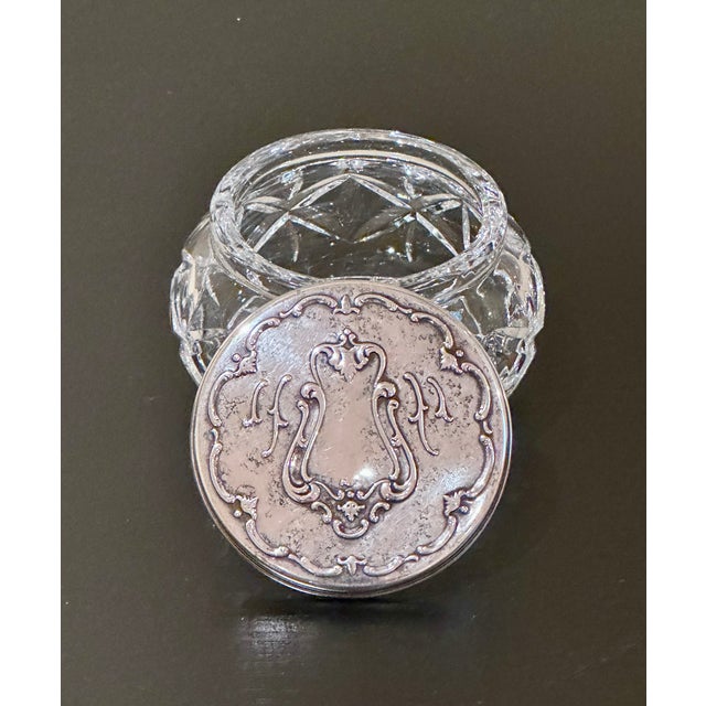 Vintage Gotham Glass Powder/Trinket Jar With Silverplate Lid | Chairish