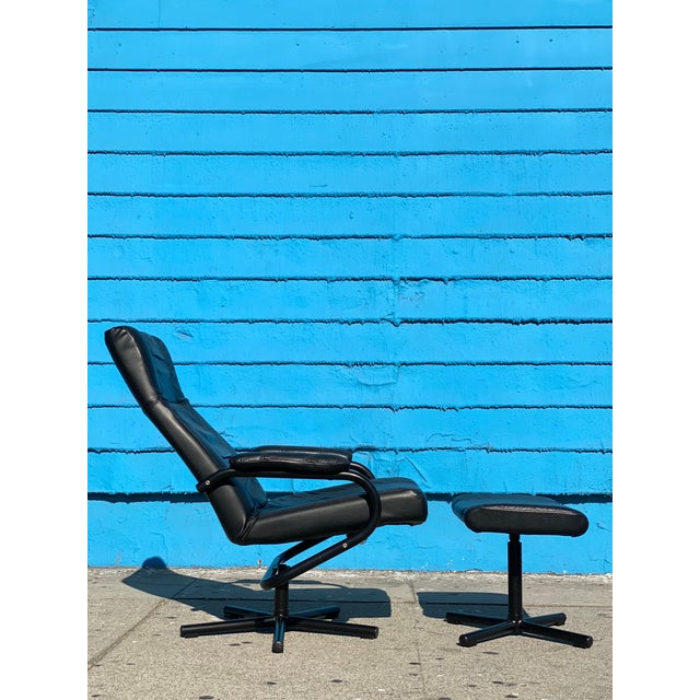 Mid 20th Century Danish Modern Kebe of Denmark Black Leather Recliner ...