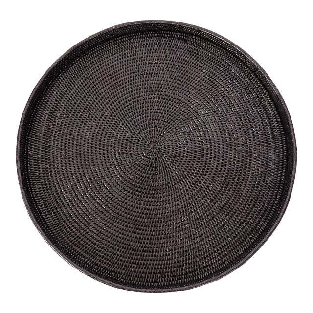 Artifacts Rattan Round Ottoman Tray | Chairish