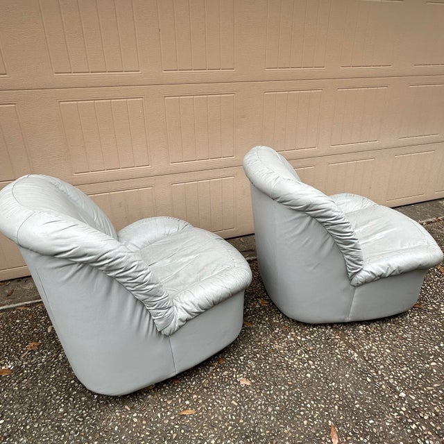 1980s Vintage Leather Postmodern Clam Swivel Rocker Chairs - Set of 2 ...