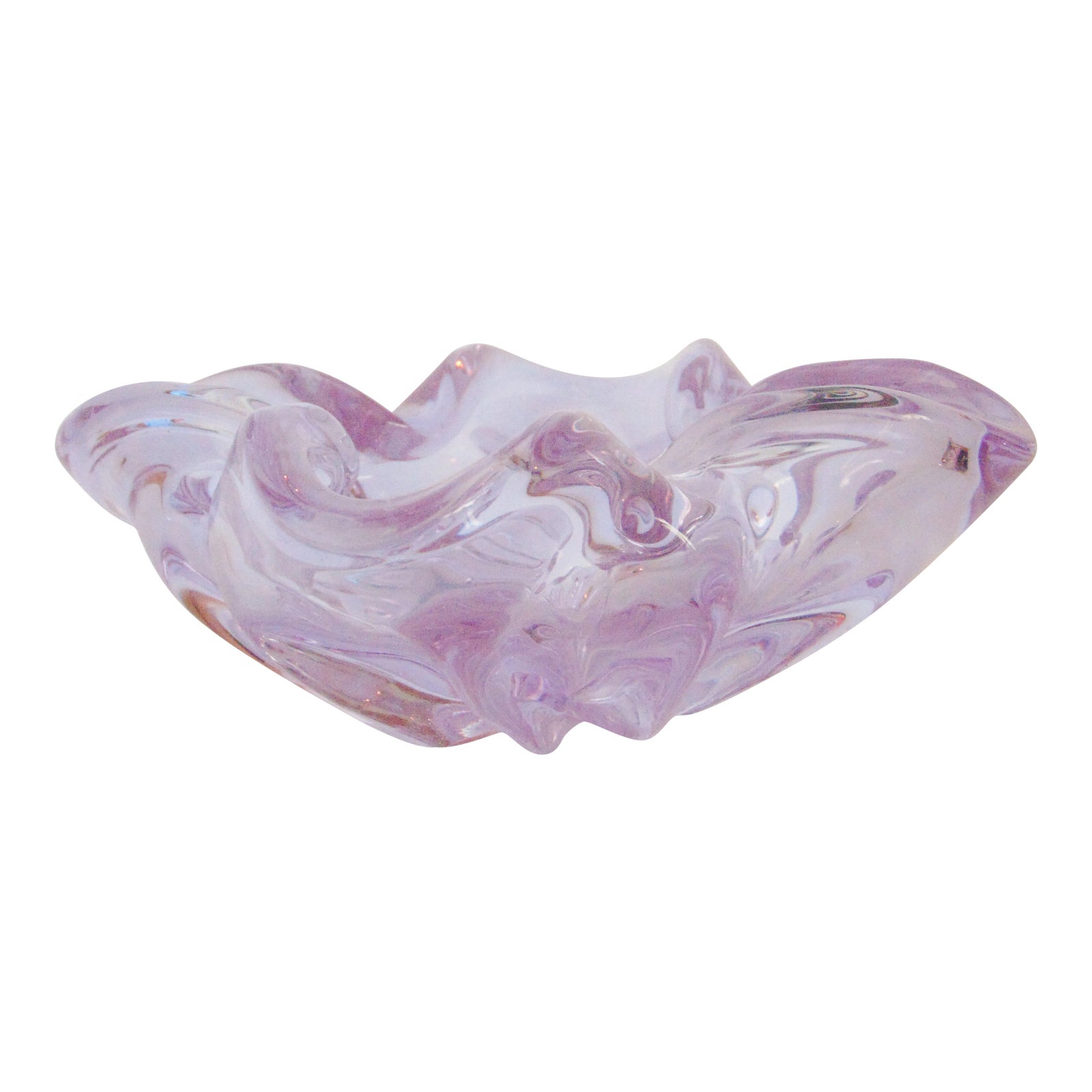 Mid-Century Purple Freeform Art Glass Bowl | Chairish